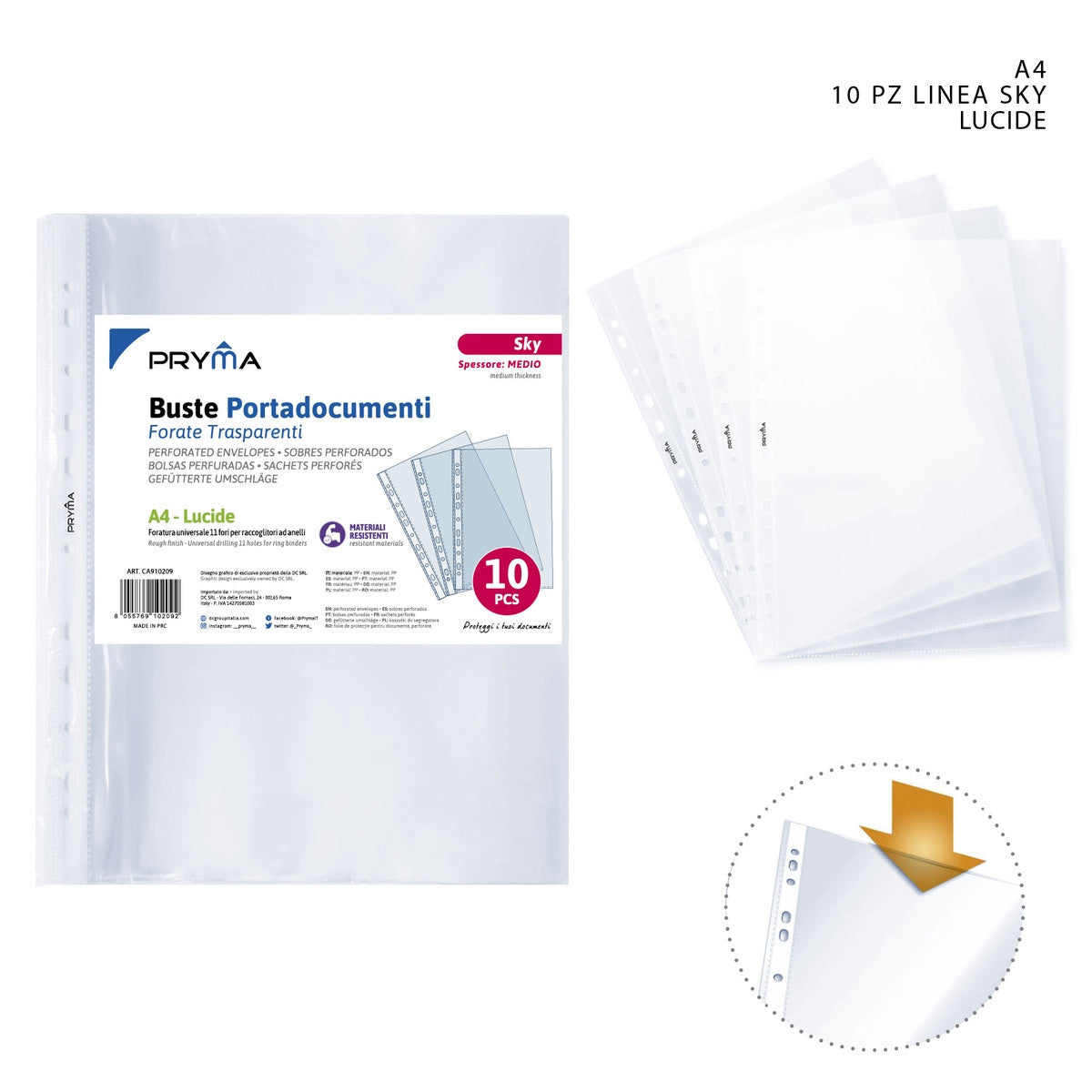 Pryma Linea Sky Busta Porta Documenti A4 lucida