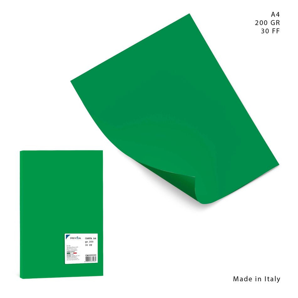 Pryma Carta colorata A4 200G 30FF verde